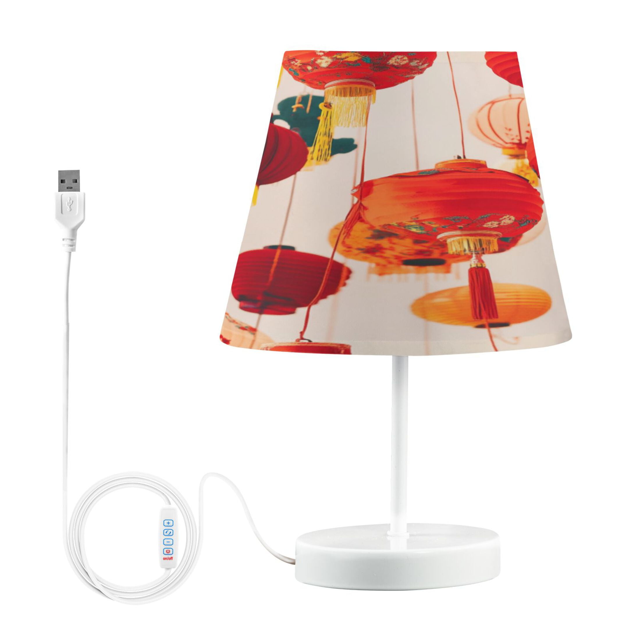 Bedside Table Lamp, Fully Dimmable Lamp with USB Interface Cable for ...