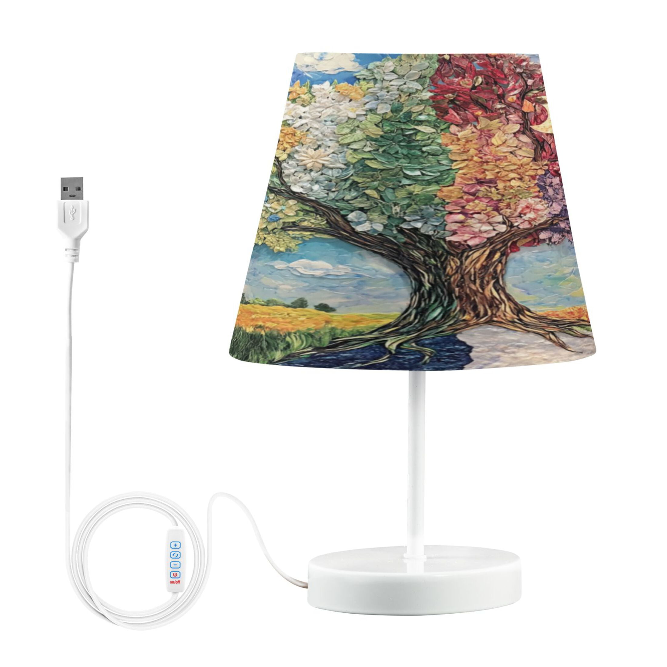 Bedside Table Lamp, Fully Dimmable Lamp with USB Interface Cable for ...