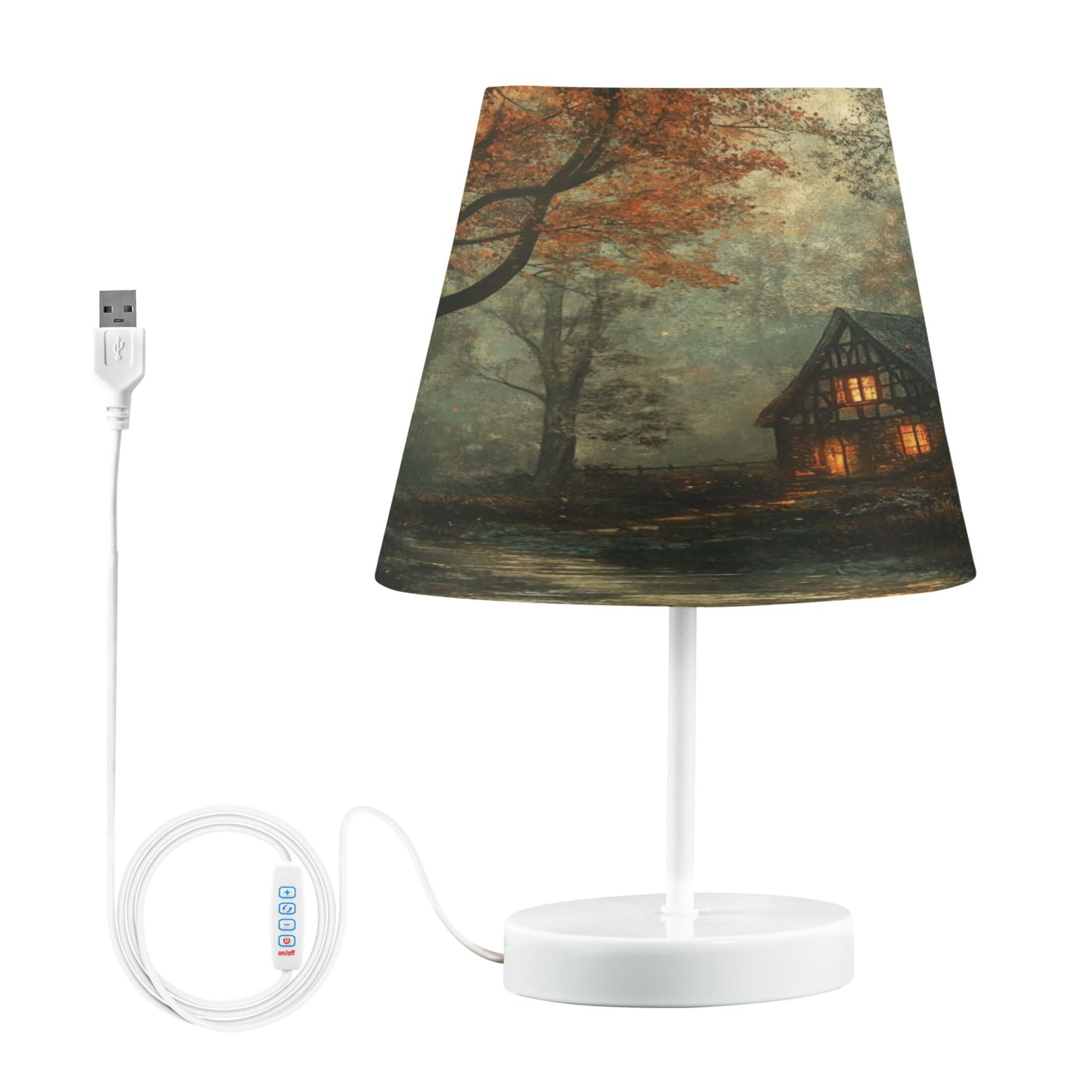 Bedside Table Lamp, Fully Dimmable Lamp with USB Interface Cable for ...