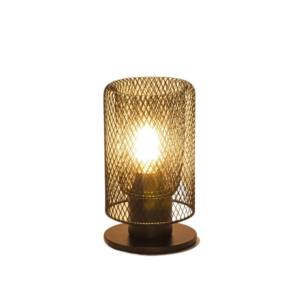 Bedside Table Lamp Metal Cage Lamp with LED Bulb Cordless Accent Lamp ...