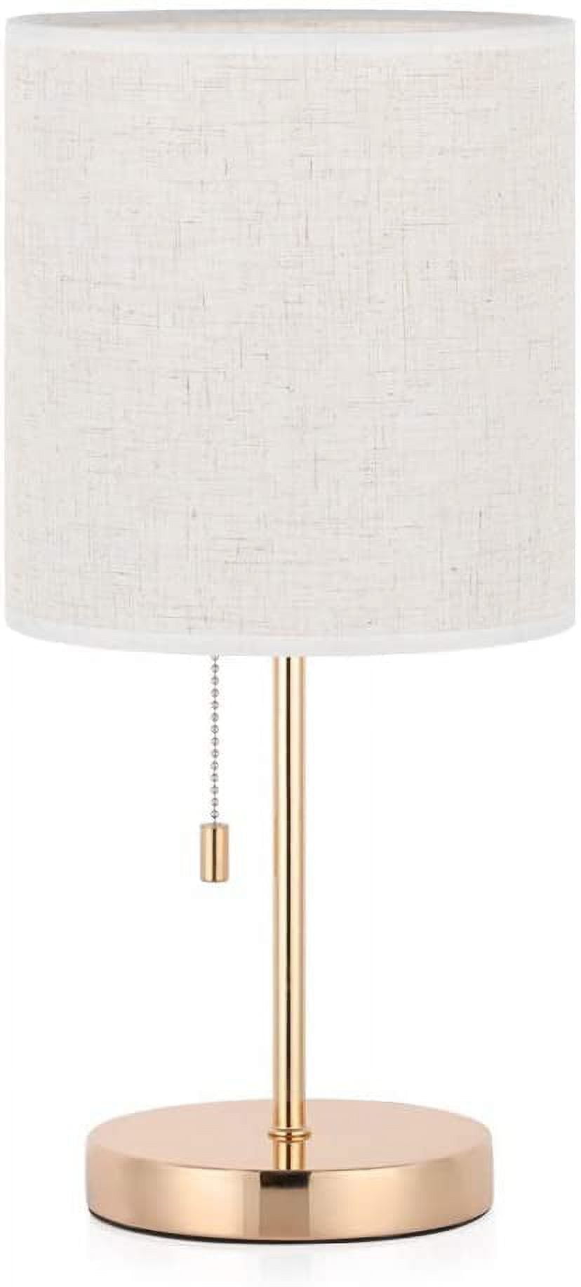 Bedside Table Lamp, Nightstand Lamp, Modern Desk with Metal Base Fabric ...