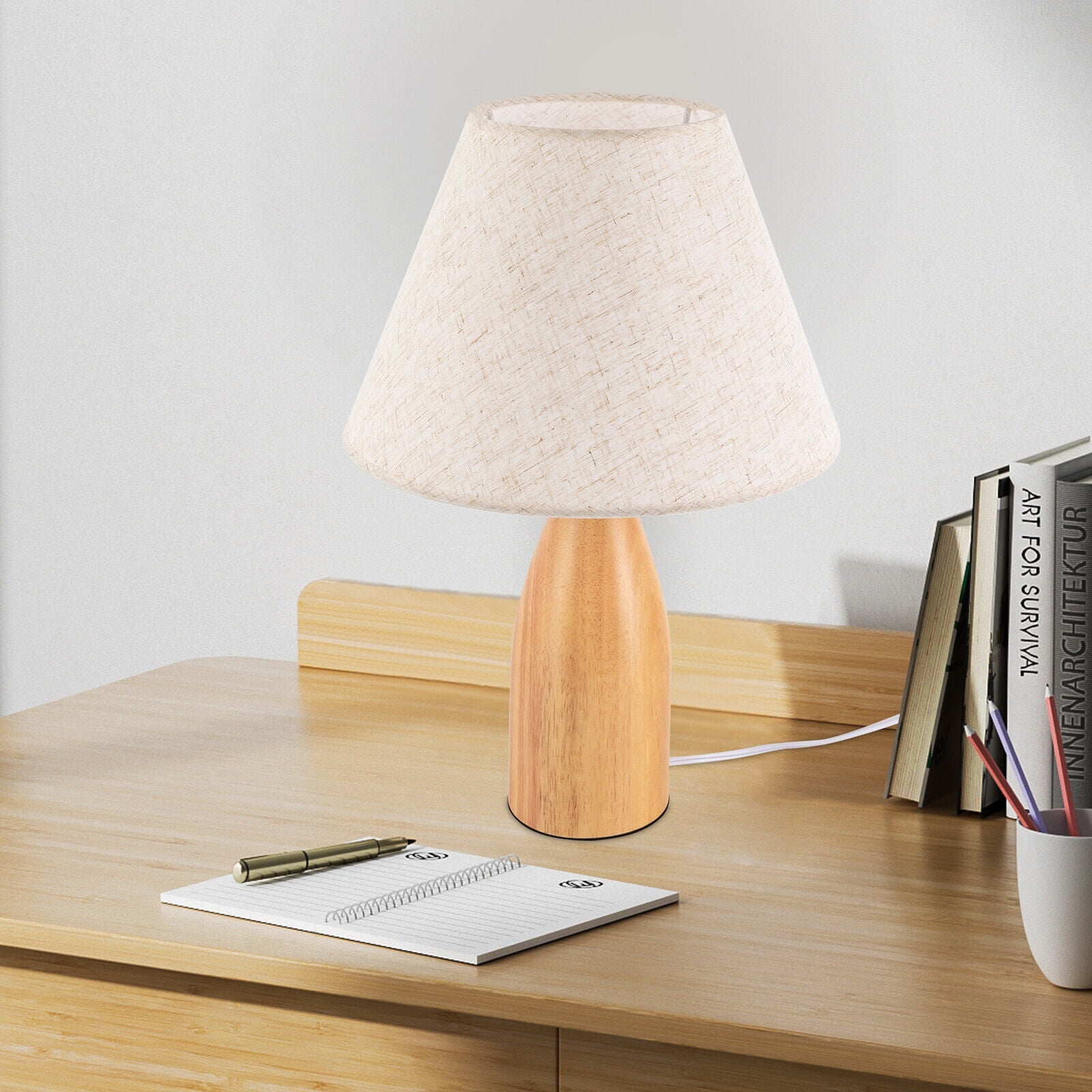 Bedside Table Lamps Nightstand Lamps Modern Desk Lamp W/ Linen Shade ...