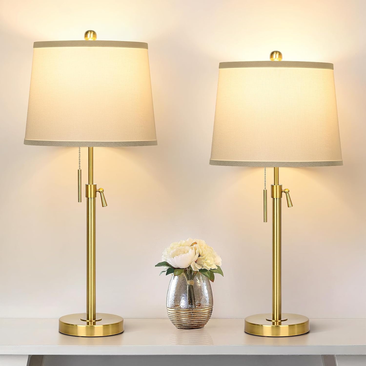 Bedside Table Lamps Set of 2: Tall Black Table Lamps for Living Room ...
