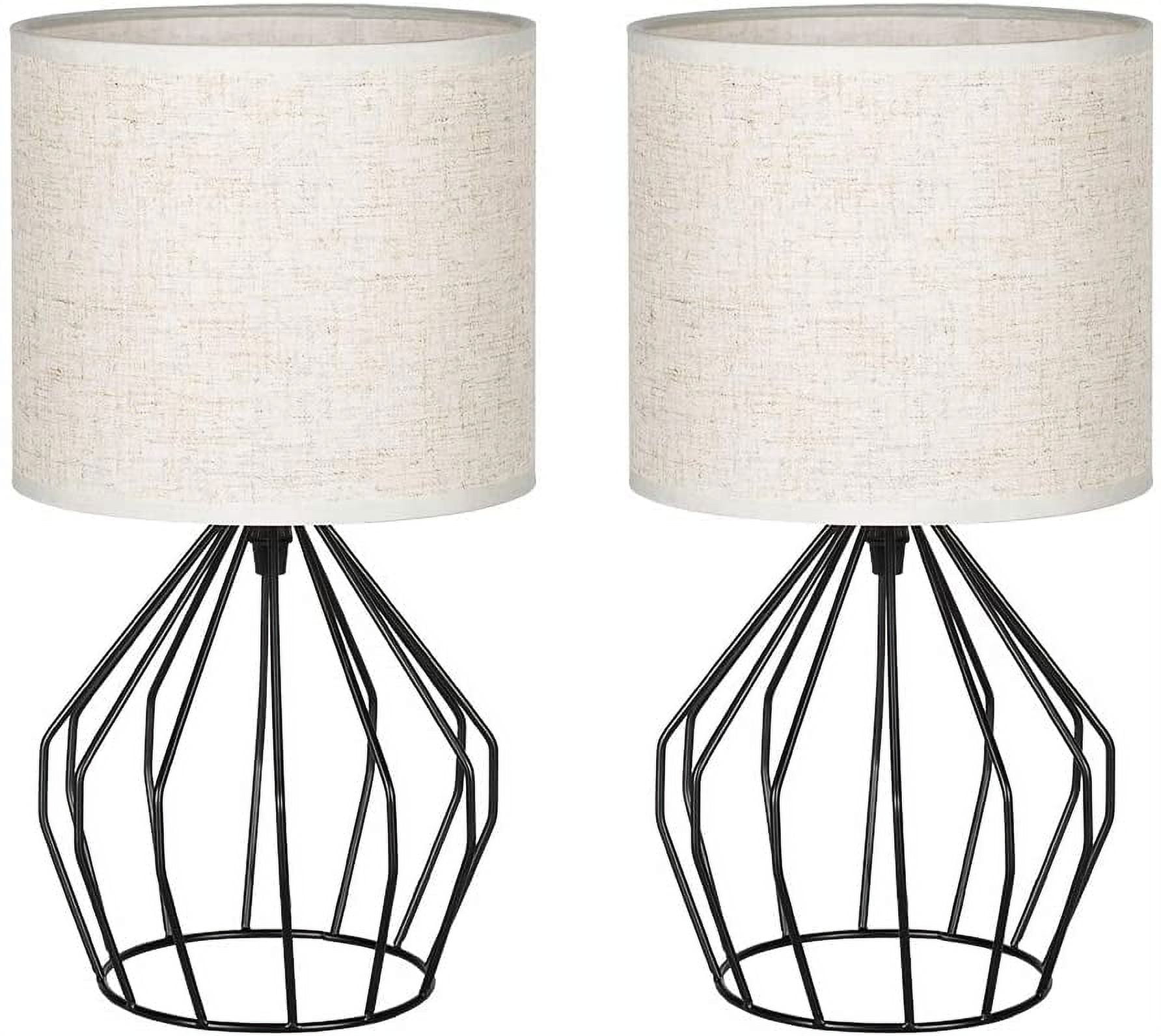 Bedside Table Lamps- Small Nightstand Lamp, Modern Style Black Hollowed ...