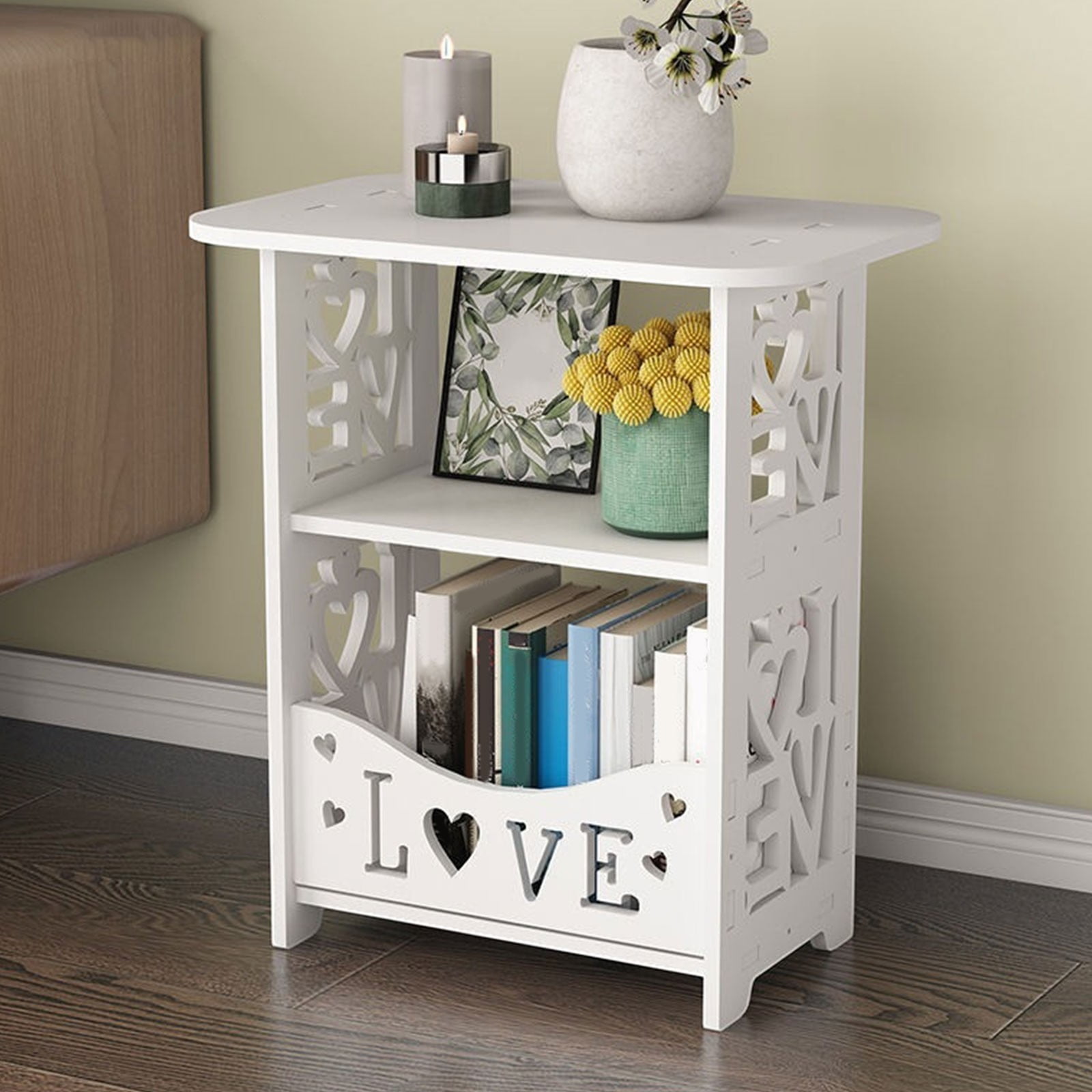 Bedside Table Mini Coffee Table | Small Bedroom Bedside Cabinet | White ...