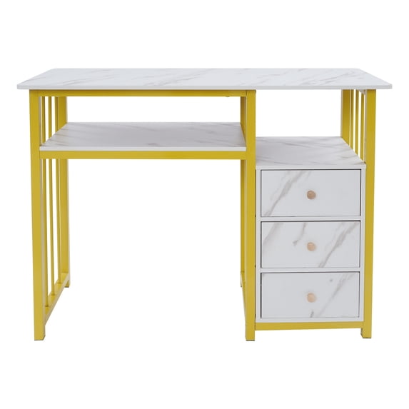 Bedside Table, Nail Table with 3 Drawers, Sturdy Particle Board & Steel ...