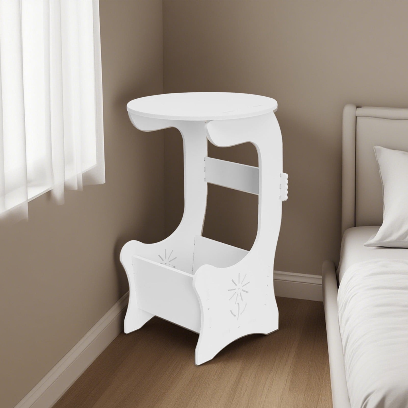 Bedside Table Night Stand Round Mini Coffee Table Sofa Side Table ...