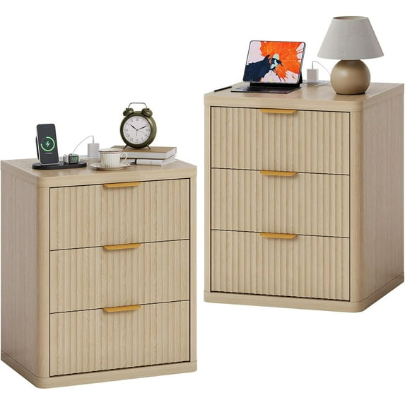 Bedside Table Nightstand with Bedside Storage, Bedroom Side Table and ...