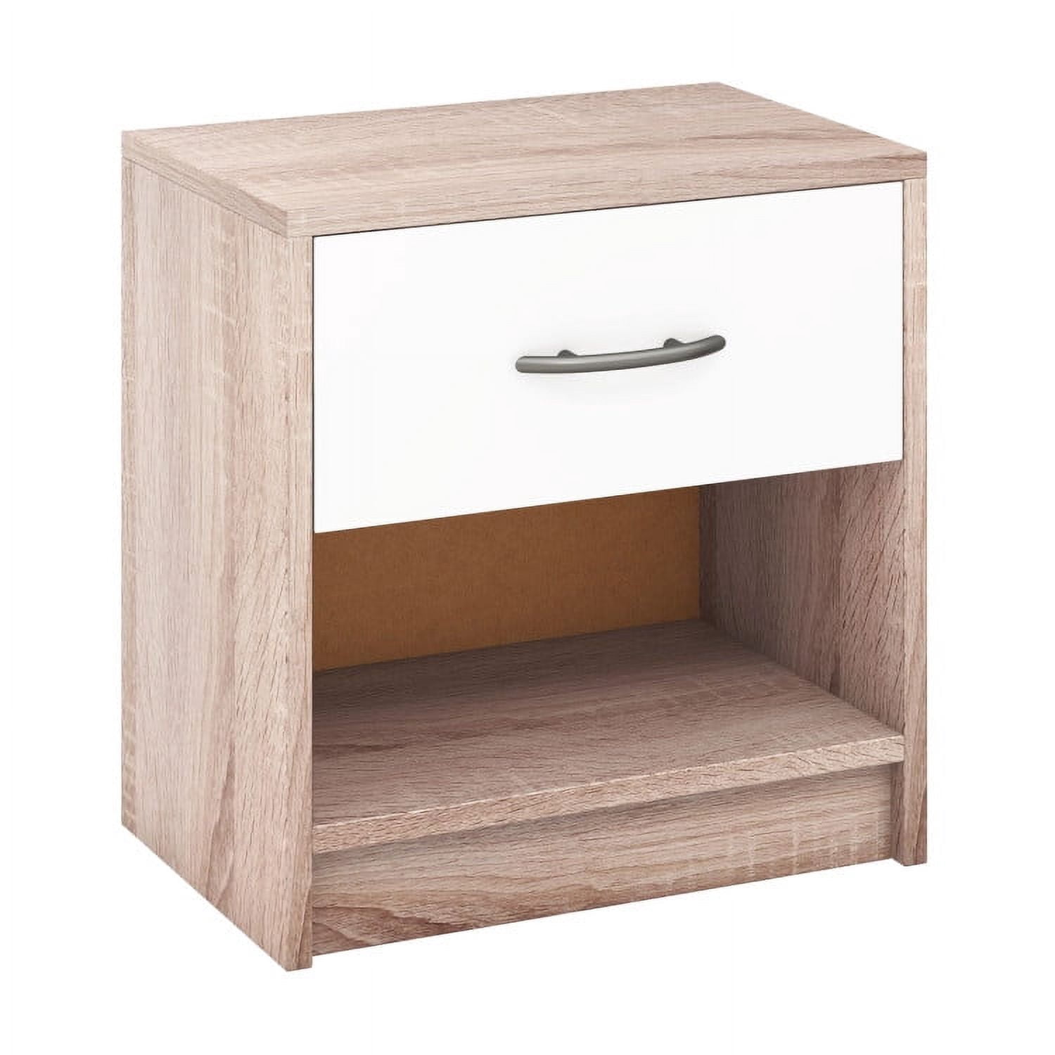 Costway Modern Nightstand Bedside Table with Drawer Open Storage Shelf ...