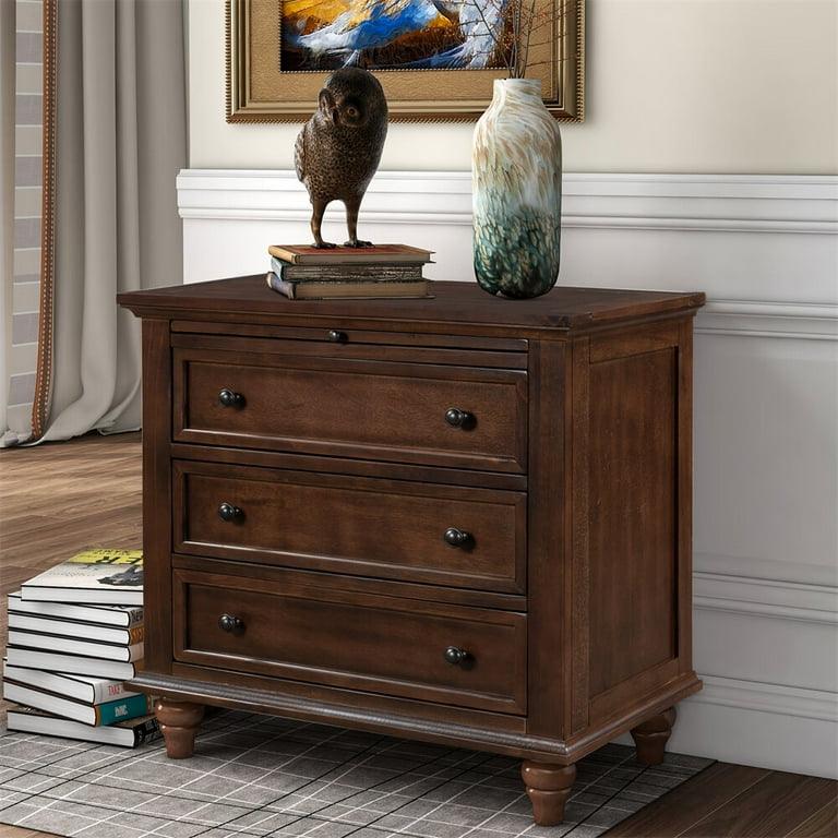 Bedside Table with 3 Drawers and Pull Out Tray Solid Wood Nightstand Modern Side Table End Table Walmart