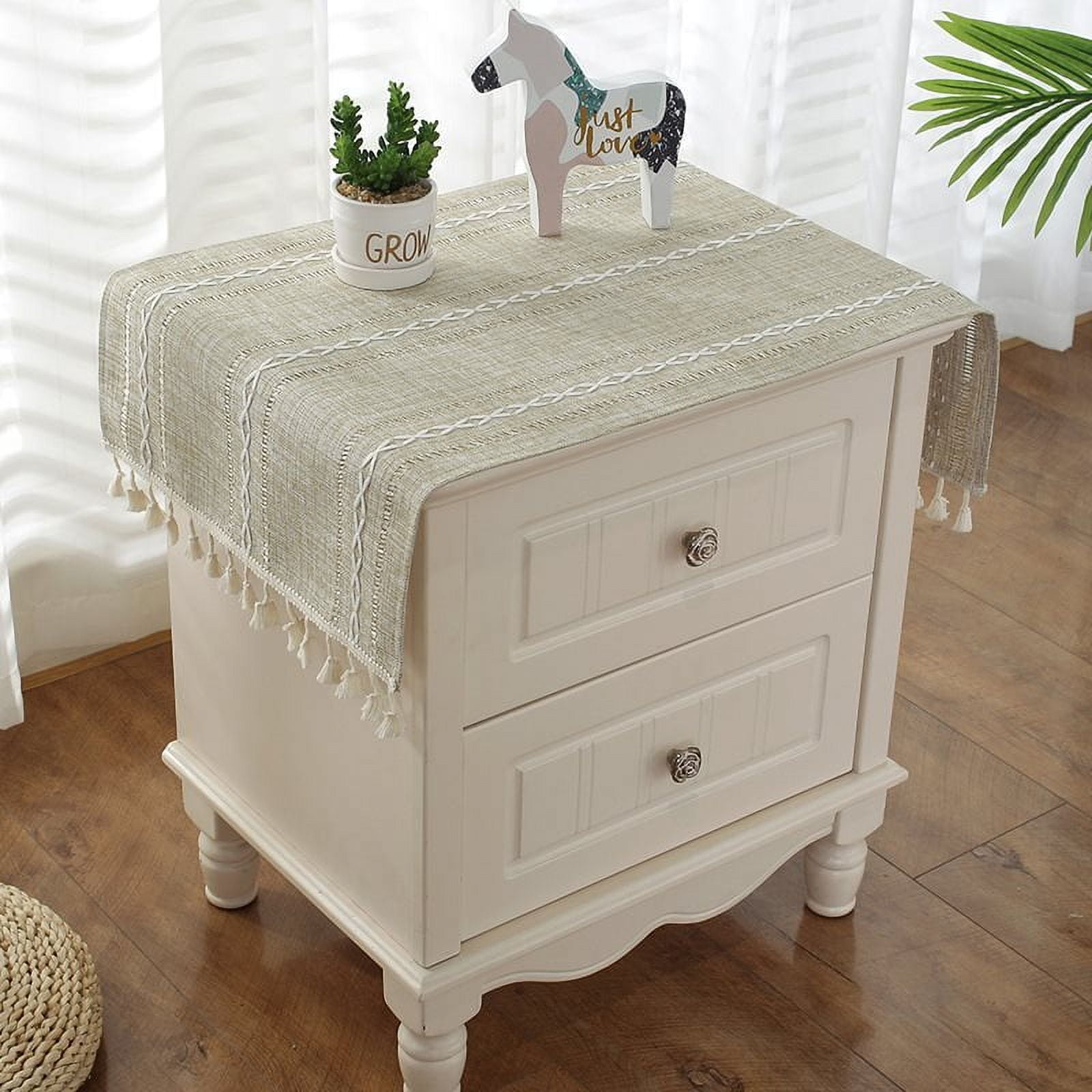 Bedside Tablecloth with Tassels Table Cover Cloth, Coffee Table Runner ...