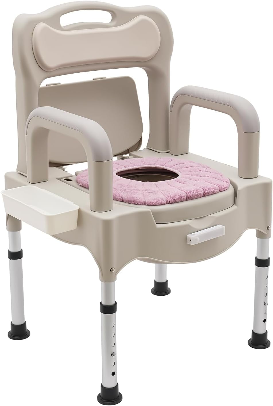 Bedside Toilet for Seniors, Adjustable Height 16.3in-21.2in, Toilet ...