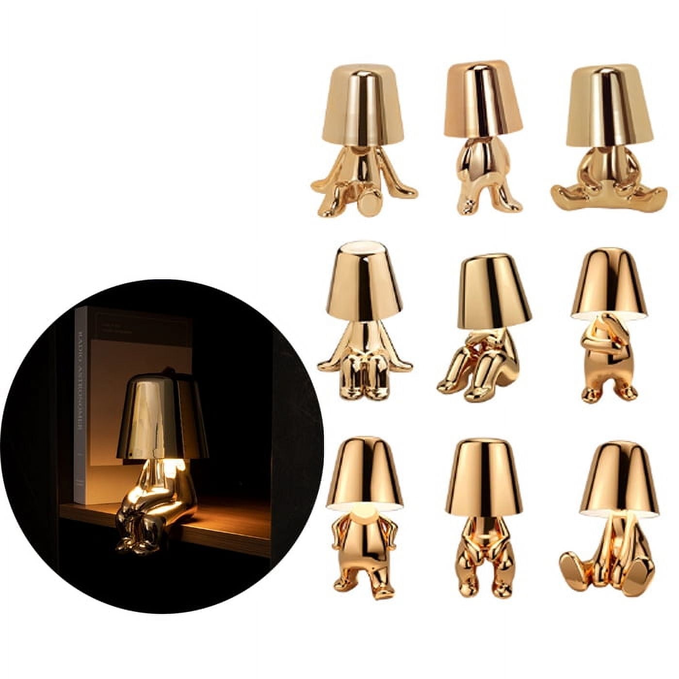 Thinker Golden Man Touch Control LED Table Lamp, Dimmable, Rechargeable ...