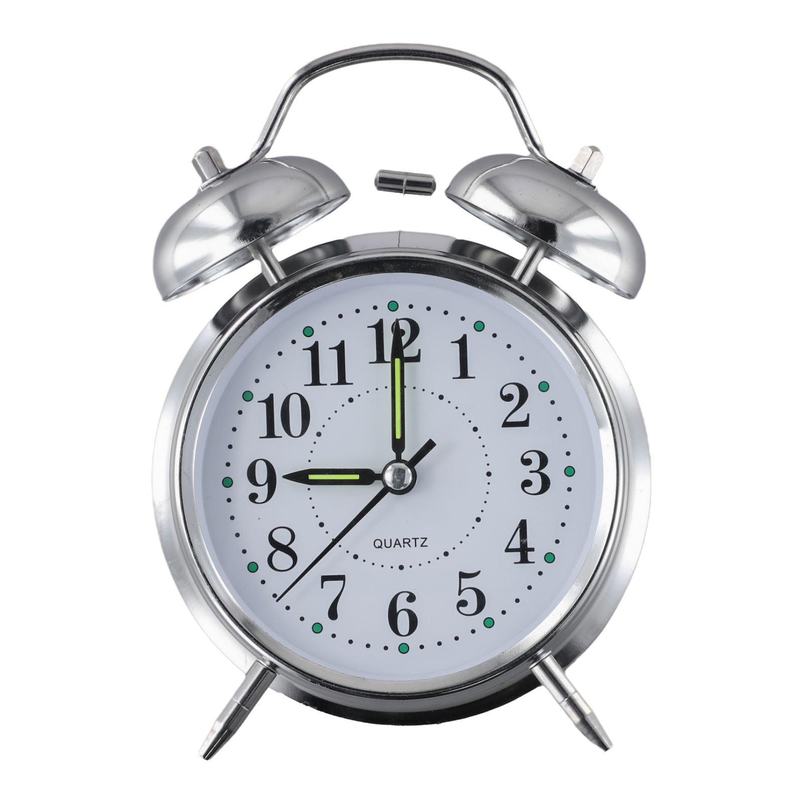 Bedside Traditional Classic Double Bell Alarm Clock Chrome Metal+ABS ...