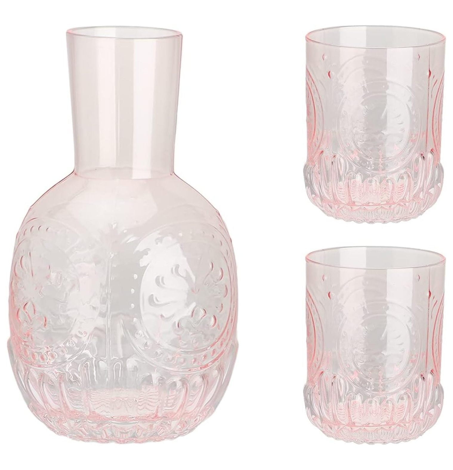 Bedside Water Carafe and Glass Set, 44oz Crystal Nightstand Water ...