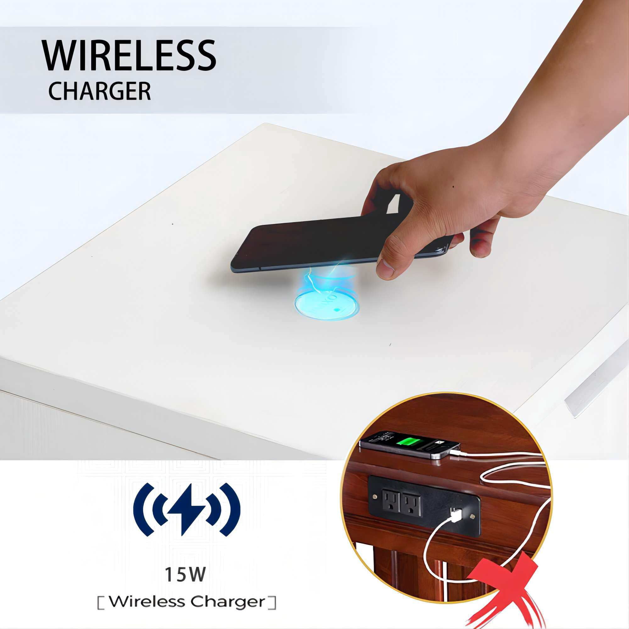 Bedside table with wireless charging station, bedside table with ...