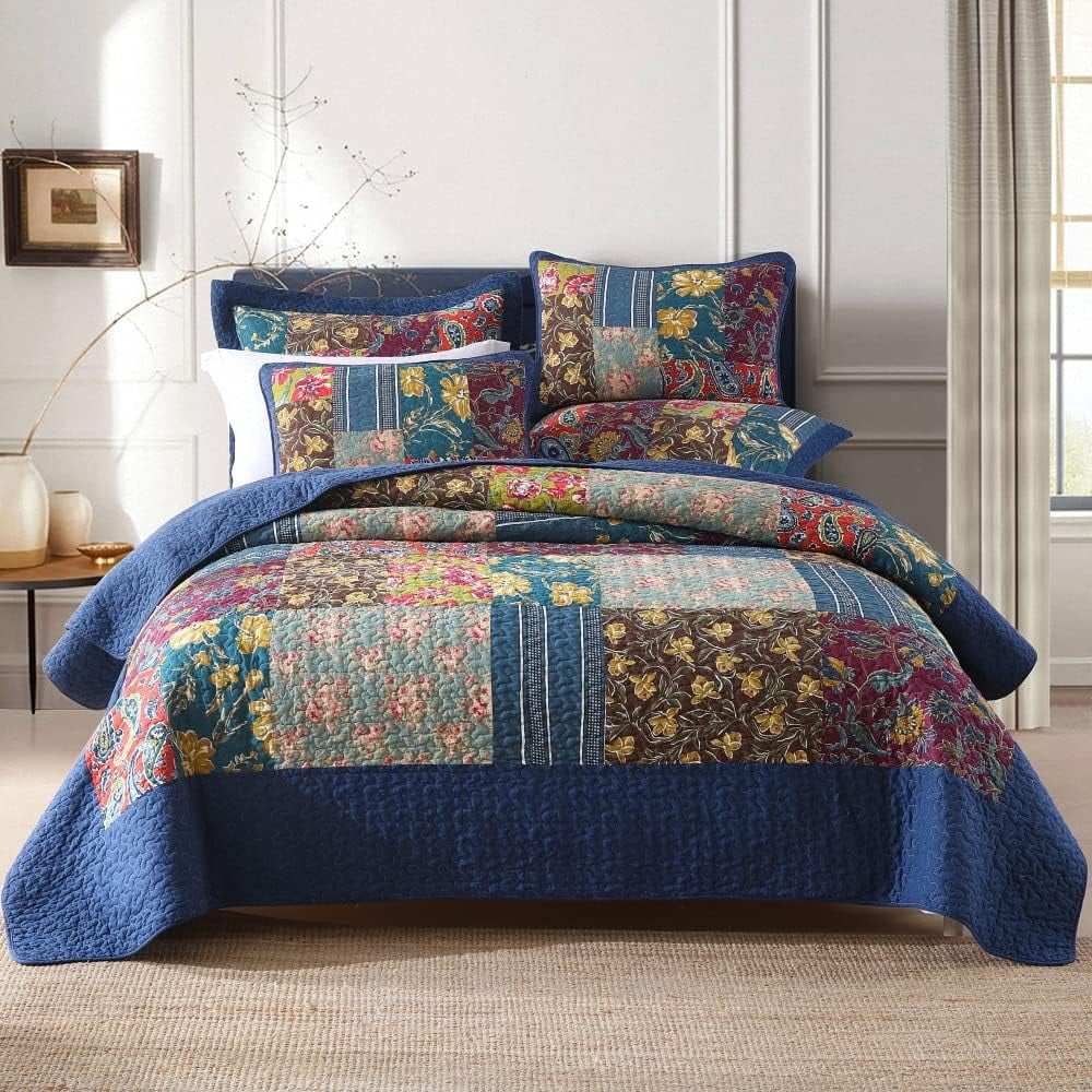 Bedspread Quilt Sets Reversible Bedding Coverlet Sets 3 count Patchwork ...