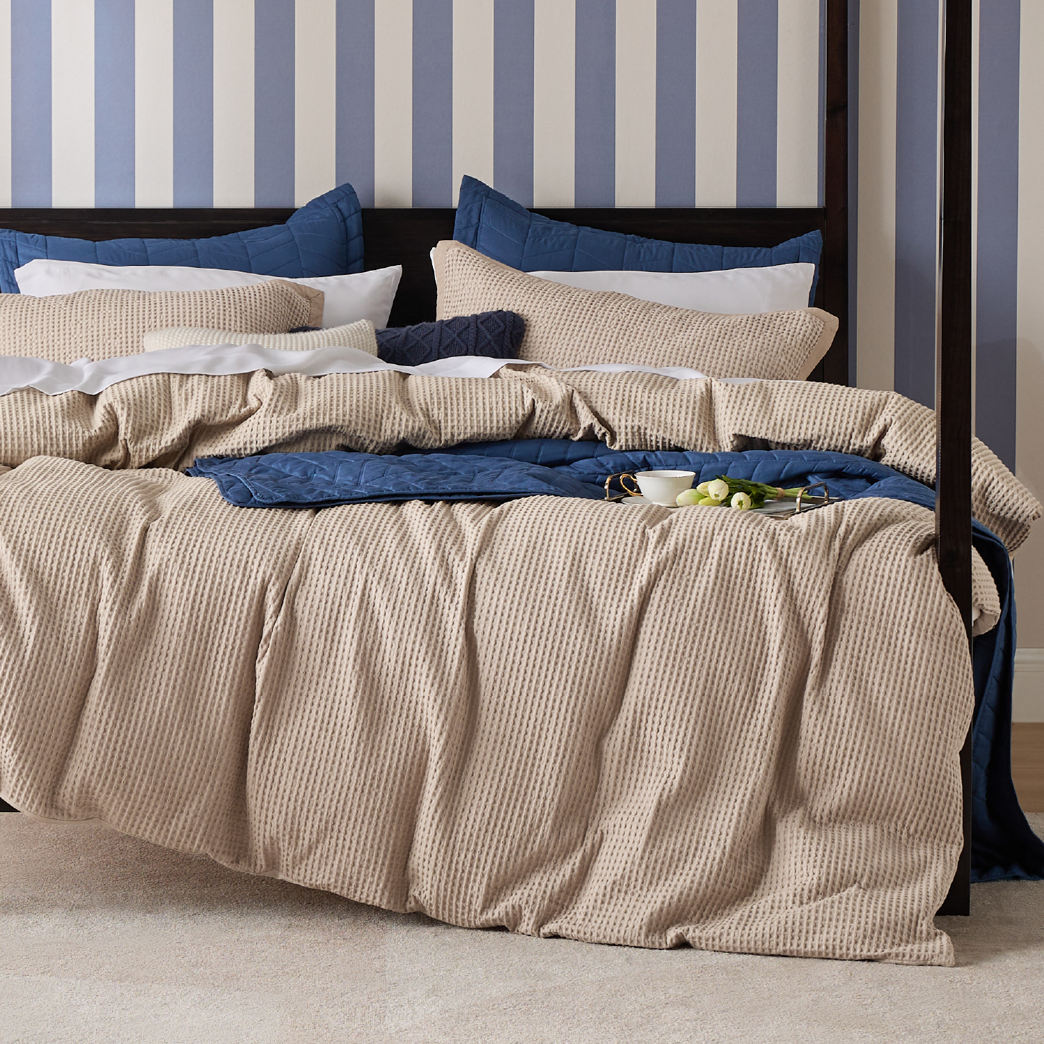 ZOVAN Duvet Cover Set 100% Washed Cotton Super Soft Breathable Durable ...