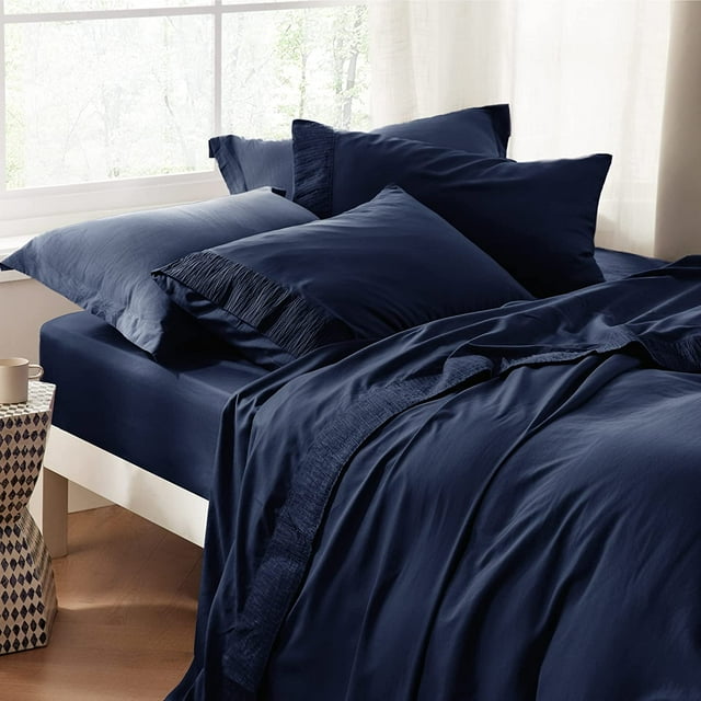 Bedsure Full Size Navy Sheets - 4 Pieces Hotel Luxury Set, Soft ...