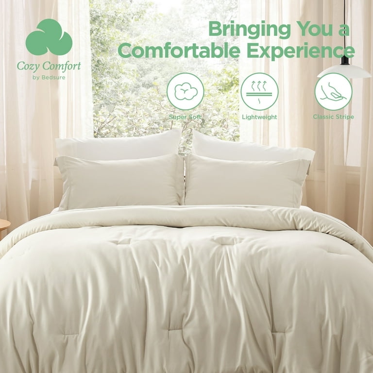 Cozy Comfort Full Size Comforter Set Beige 7 Pieces Soft Bedding Sets with Comforter Sheets Pillowcases Shams All Season Boho Bed in a Bag Full