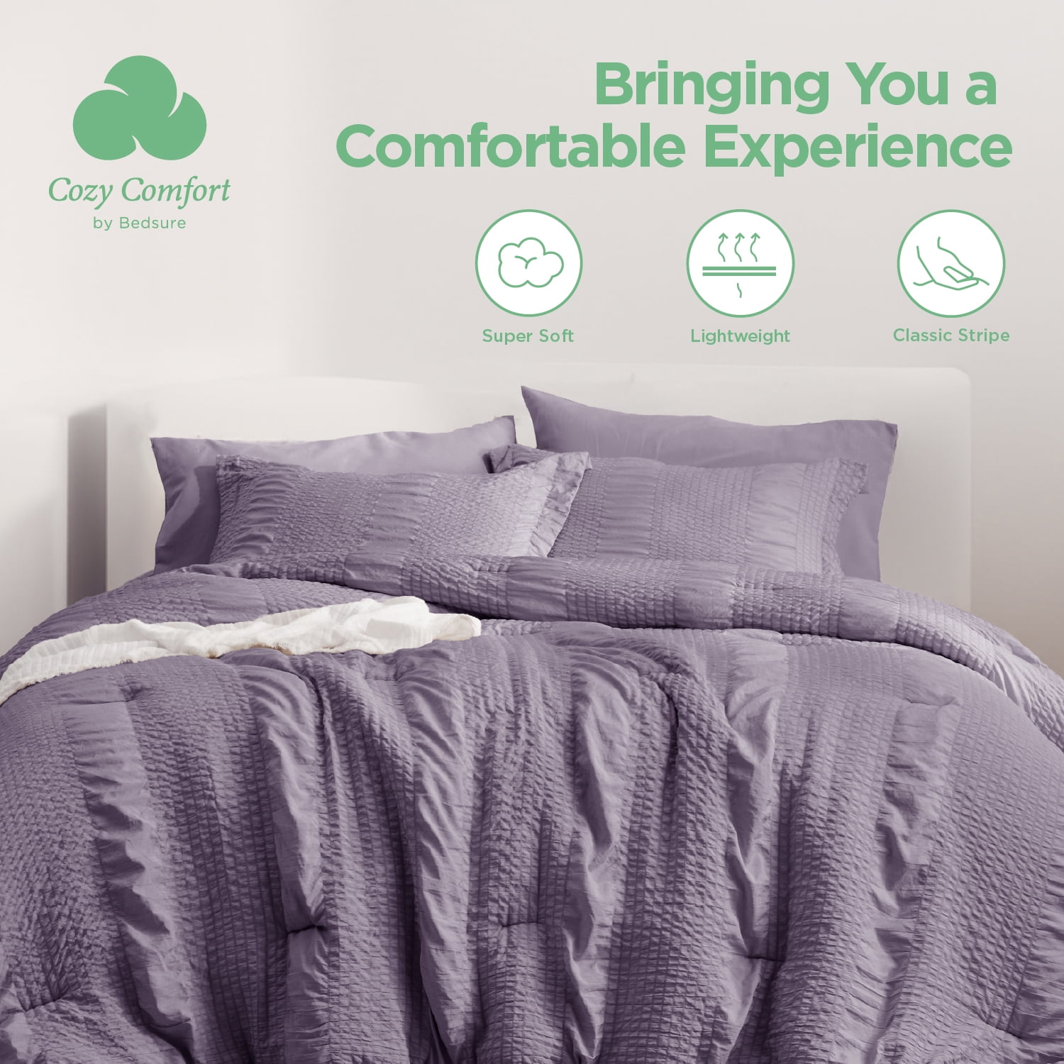 Cozy Comfort King Size Comforter Set 7 Pieces - Stripes Seersucker ...