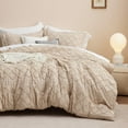 Cozy Comfort King Size Comforter Set - Warm Tan Boho Tufted Shabby Chic ...