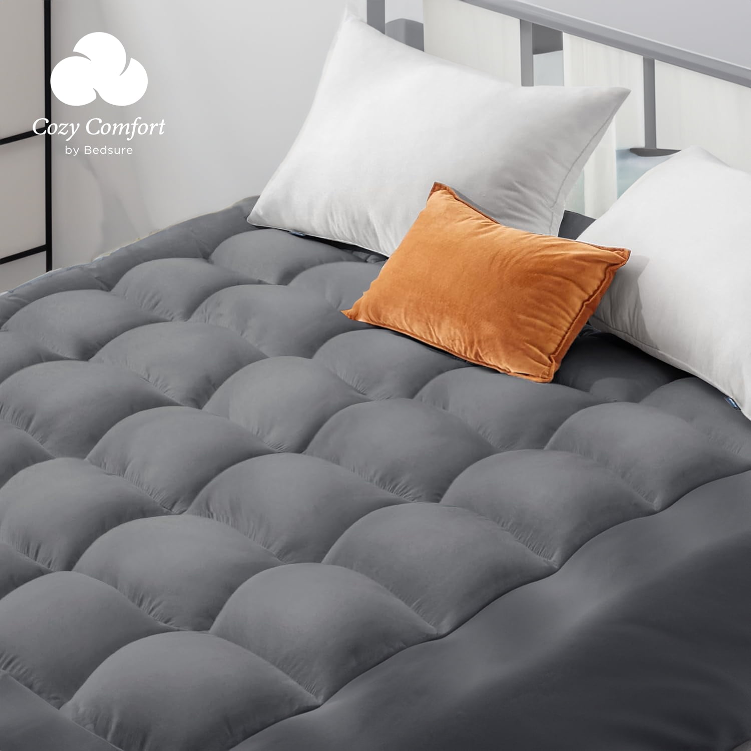 Cozy Comfort Mattress Topper Twin Size Extra Thick Mattress Pad Cover with 8 21 Deep Pocket Plush Soft Pillow Top Bed Topper Grey Walmart