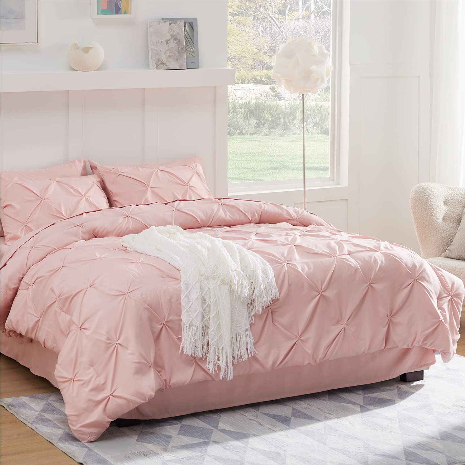 Mainstays Pink and Teal Diamond 8 Piece Bed in a Bag Comforter Set With ...