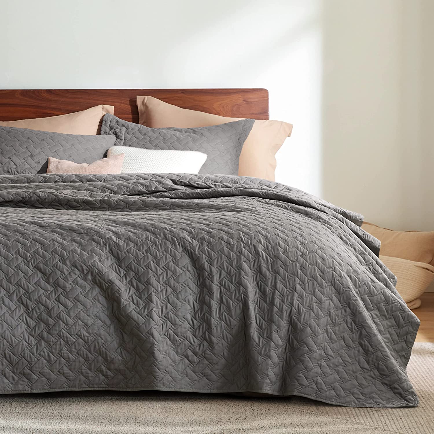 Sawyer Mill Charcoal Ticking Stripe Queen Quilt Set; 1-Quilt 90Wx90L w ...