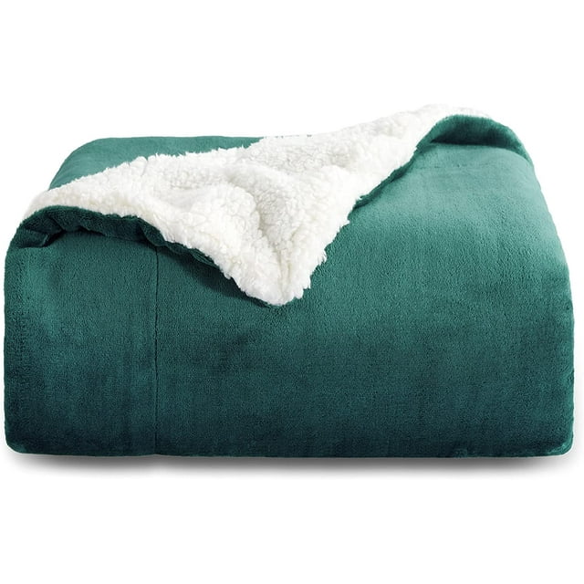 Bedsure Sherpa Fleece Blanket Twin Size Forest Green Thick And Warm