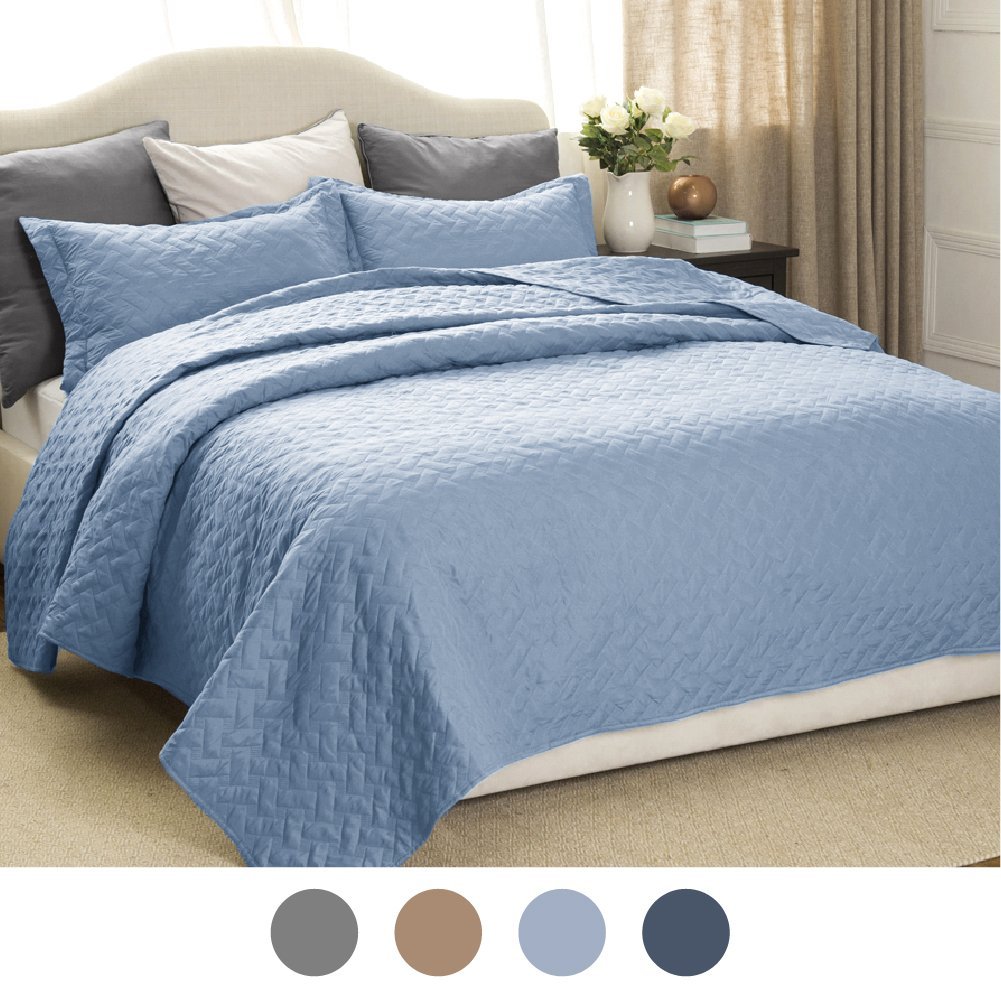 Bedsure Solid Color Reversible Quilt Bedding Sets - Walmart.com