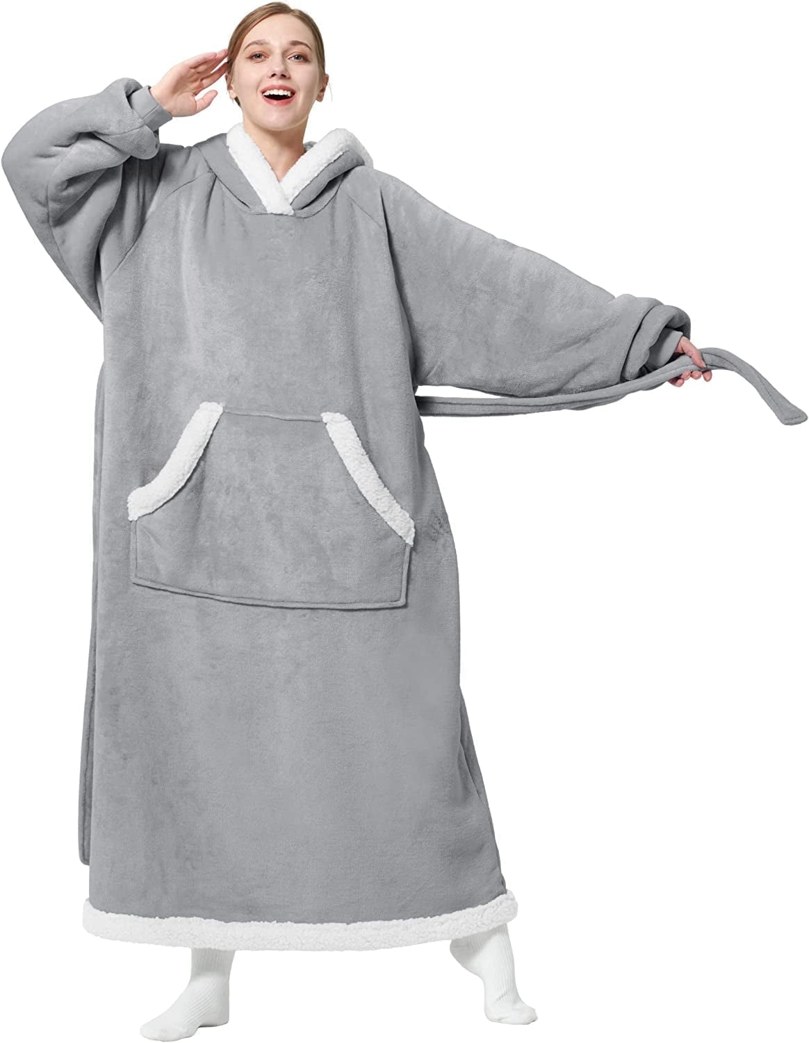 Cozy Comfort Standard Wearable Blanket Hoodie, Long Sherpa Fleece ...
