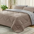 Cozy Comfort Taupe Queen Comforter Set - 7 Pieces Reversible Queen Bed ...
