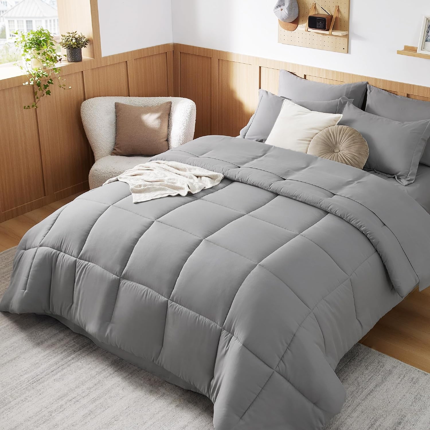 Cozy Comfort Twin Comforter Set - 5 Pieces Solid Twin Bed in a Bag ...