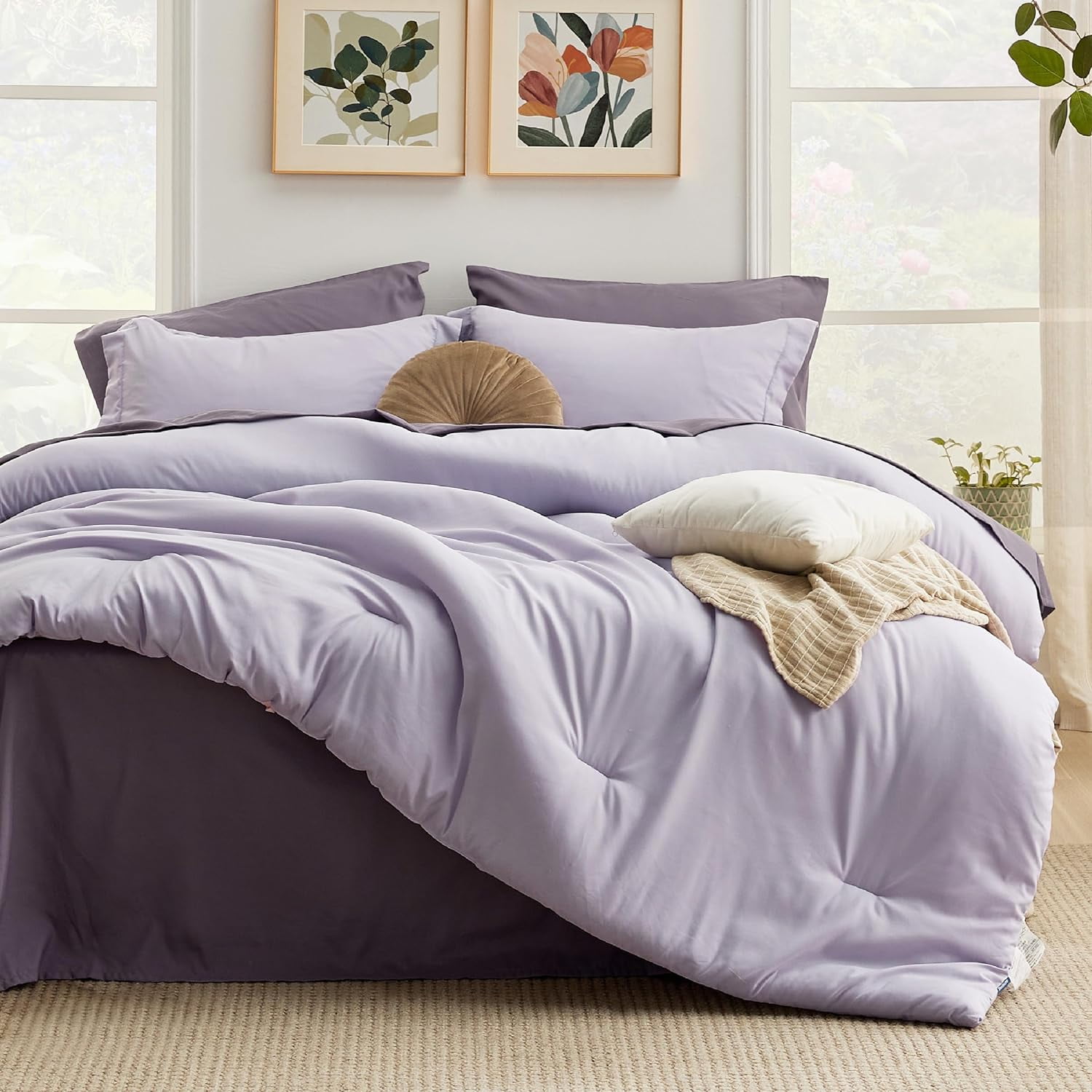 Cozy Comfort Twin Comforter Set Lavender, 5 Pieces Lightweight Twin ...