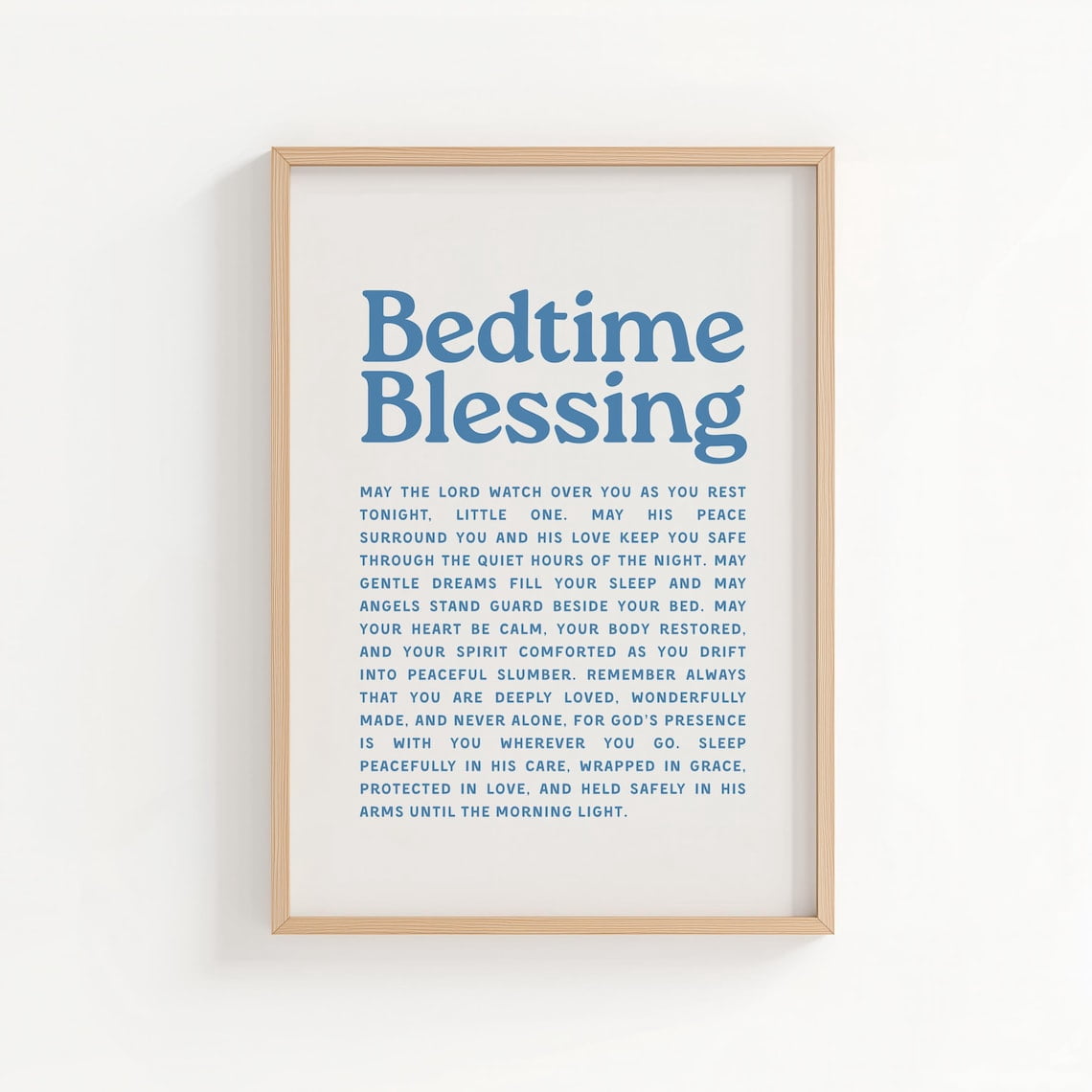 Bedtime Blessing Poster, Blue Nursery Bible Verse, Unframed Paper ...