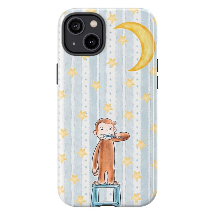 Bedtime Curious Monkey Phone Case, Cute Moon & Stars Night Routine ...