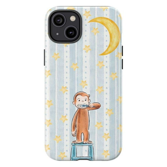 Bedtime Curious Monkey Phone Case, Cute Moon & Stars Night Routine ...