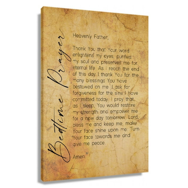 Bedtime Prayer Bible Scripture Wall Art Bible Poster Canvas for Bedroom ...