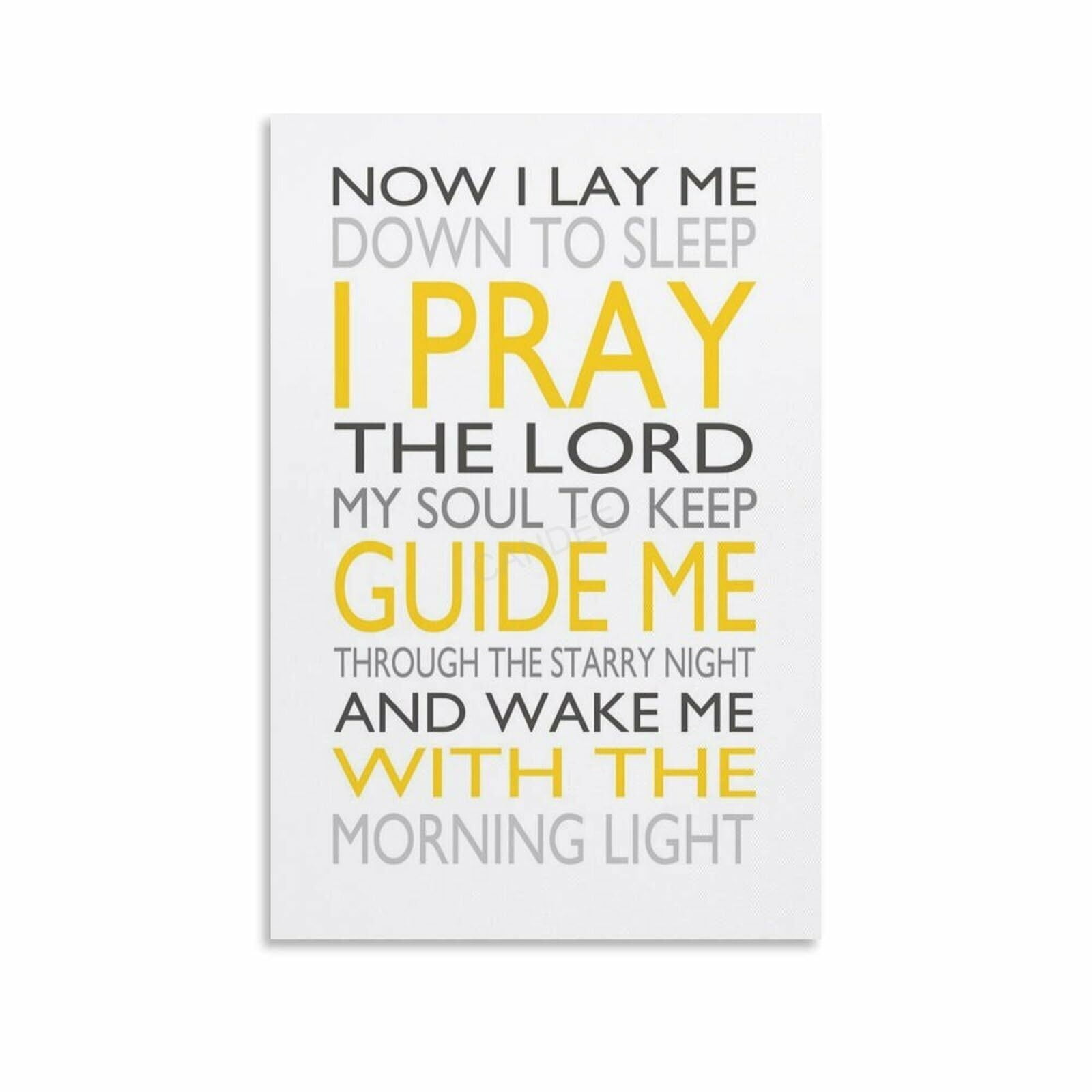 Bedtime Prayer Poster Now I Lay Me Down To Sleep Nursery Bible Verse (5 ...