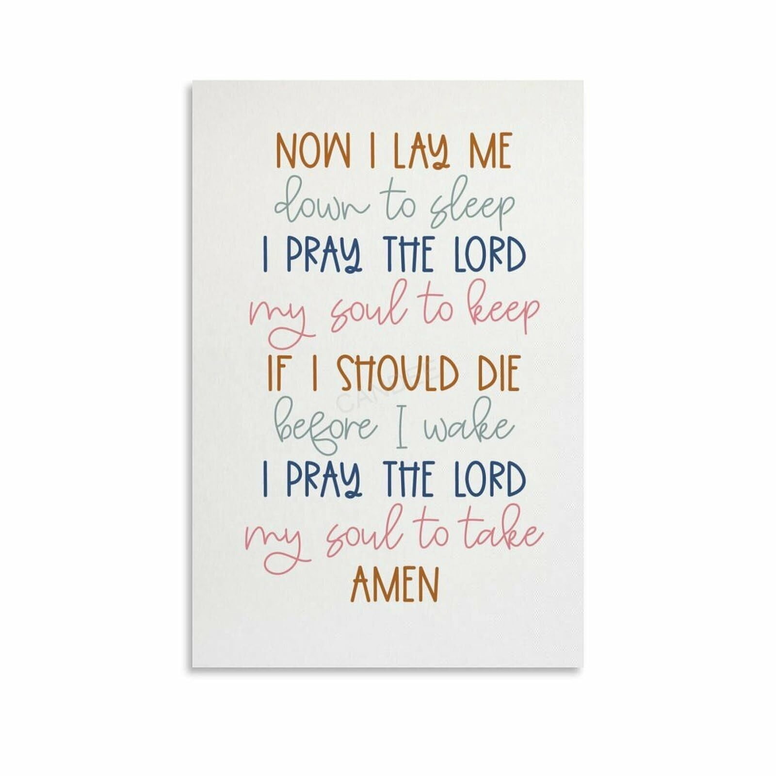 Bedtime Prayer Poster Now I Lay Me Down To Sleep Nursery Bible Verse (9 ...