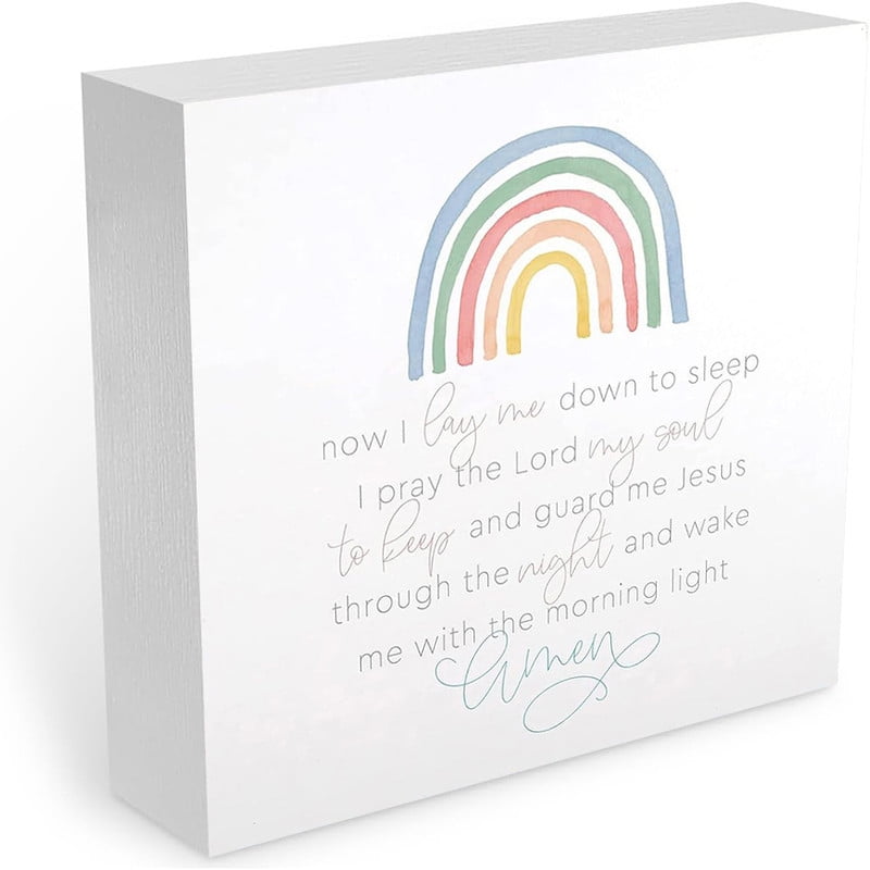 Bedtime Prayer Rainbow Ceramic Table Plaque With Wooden Decorations ...