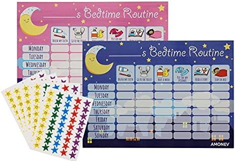 Bedtime Routine Chart Reward Chart for Sleep Training Twin Pack Chart ...