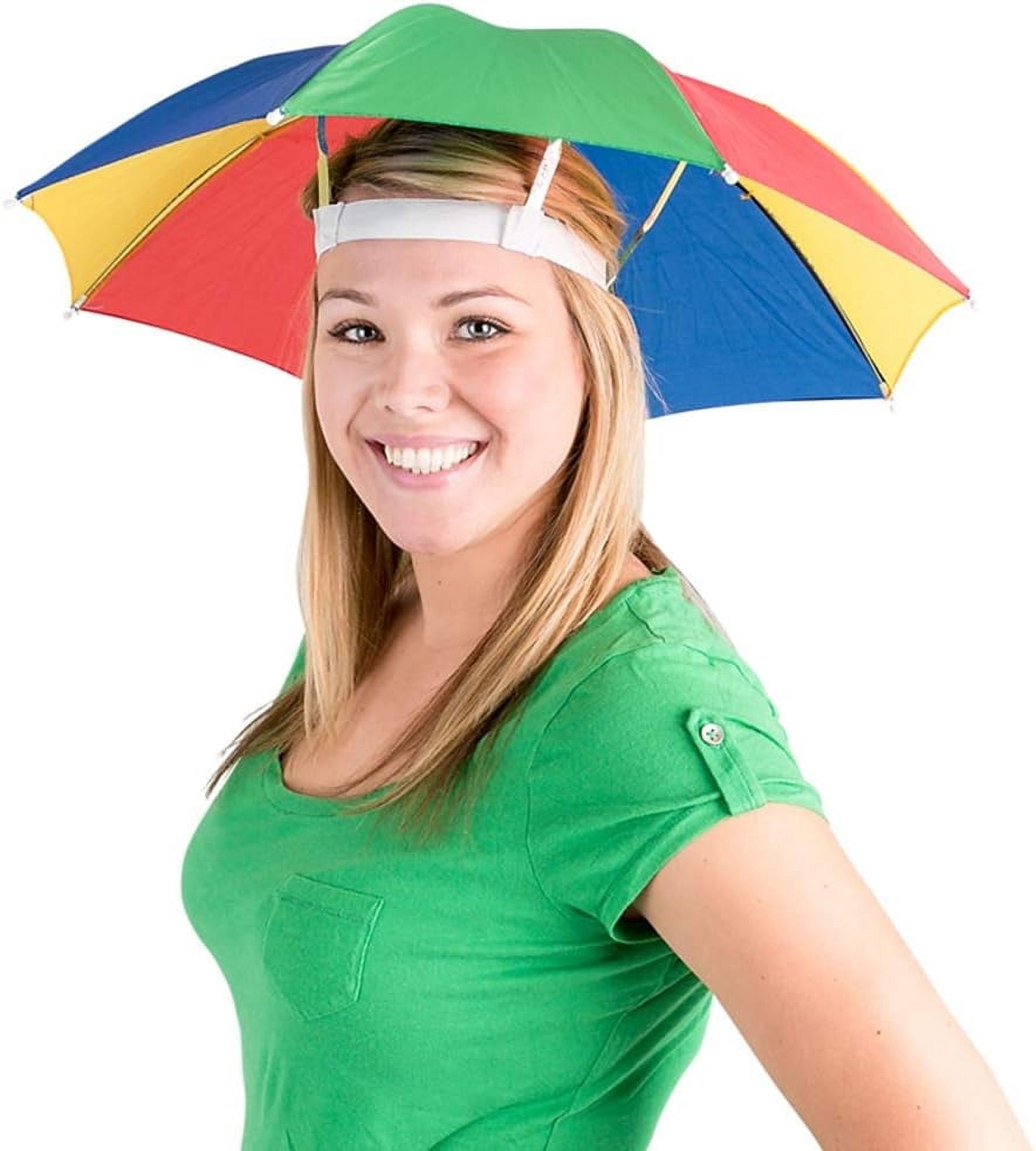Bedwina Hands-Free Umbrella Hat, 20-inch Colorful Rainbow Sun Hat ...