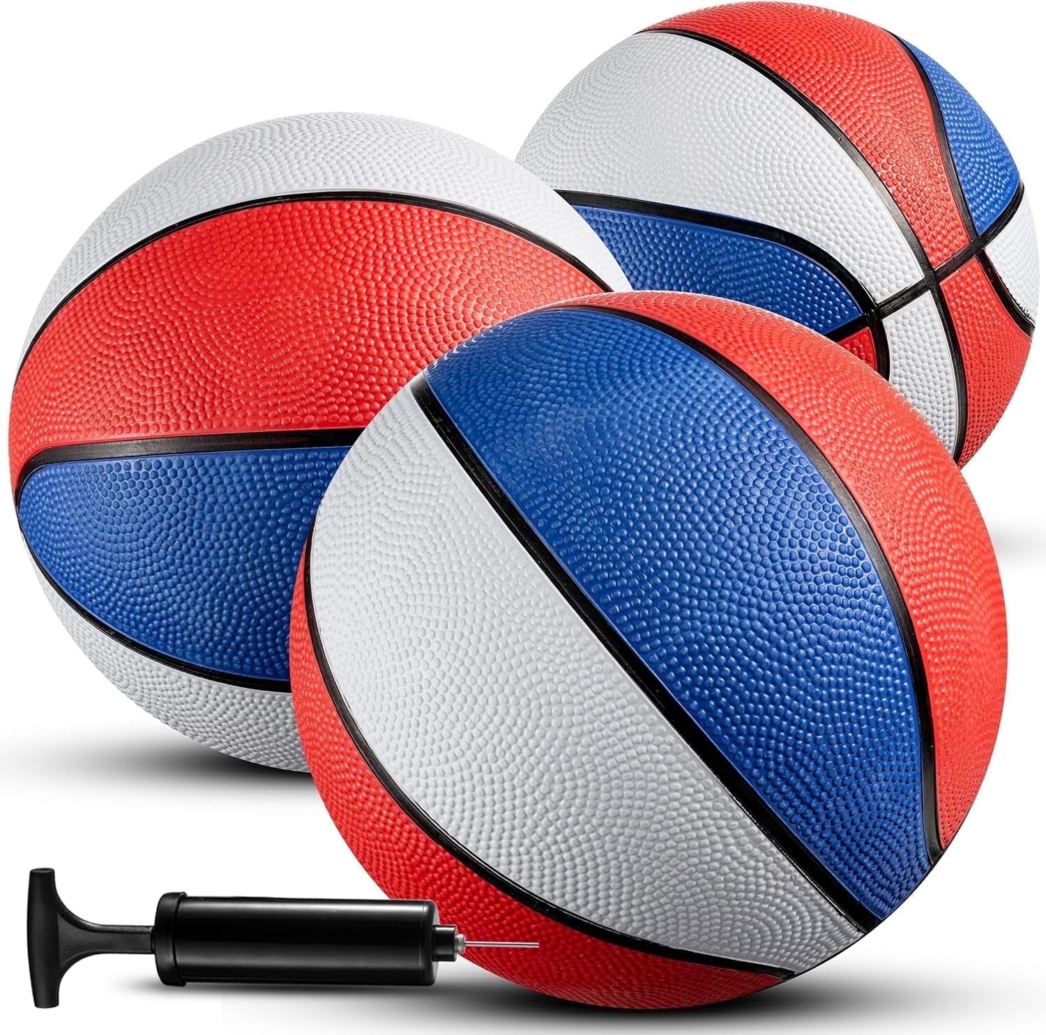 3-Pack Rubber Mini Basketballs 7-Inch with Pump, For Mini Hoops & Pool ...