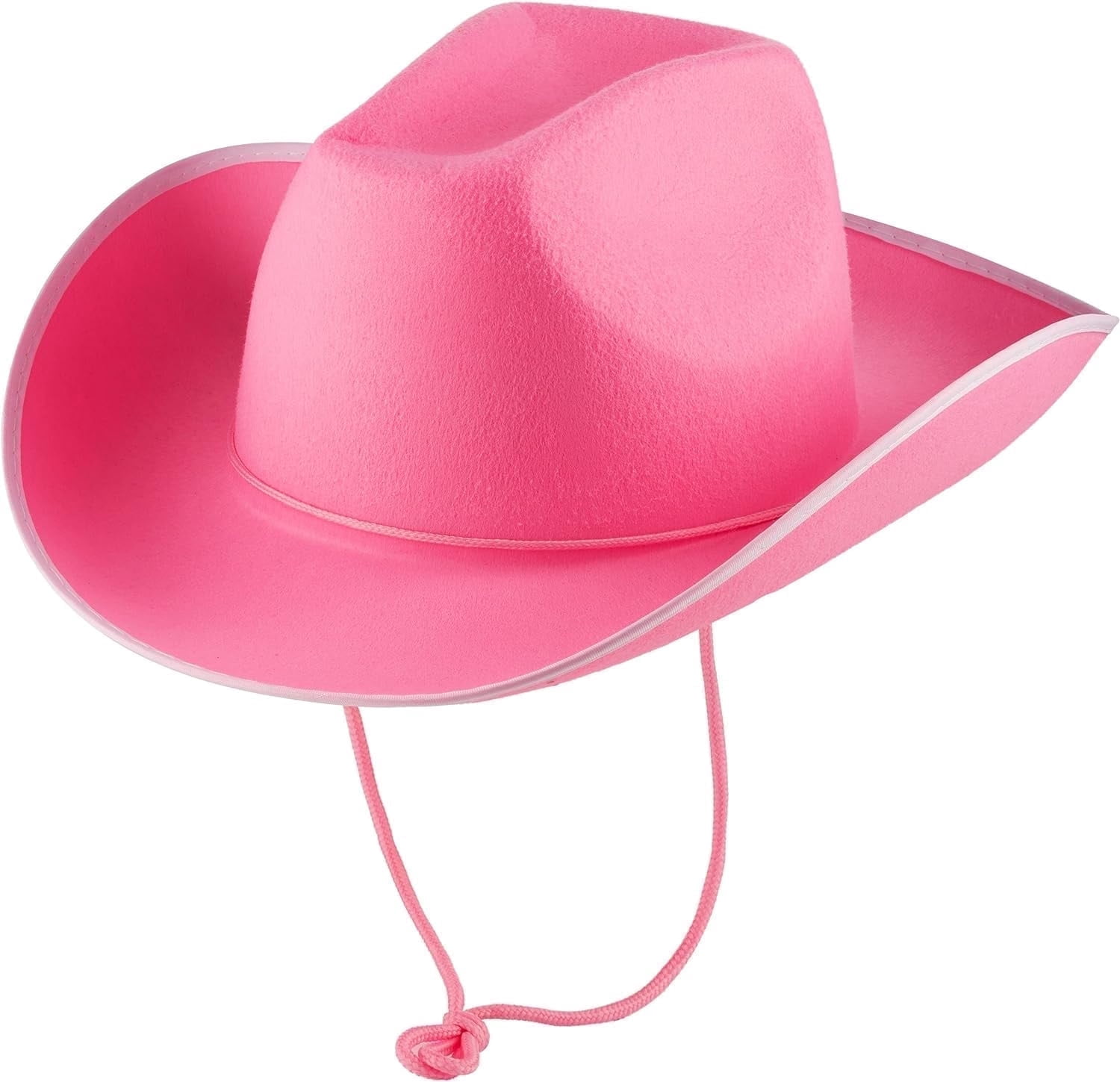 Bedwina Pink Cowgirl Hat, Felt Cowboy Hat with White Piping, Adjustable ...