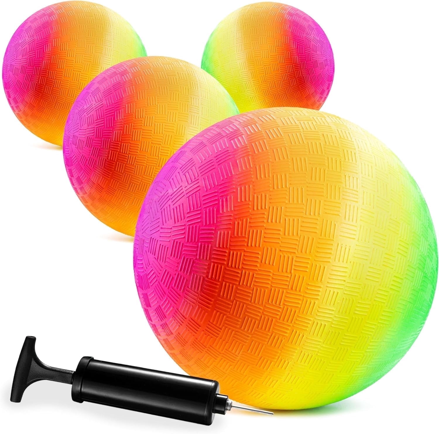 Bedwina Rainbow Playground Balls, 8.5 Inch Inflatable Rubber Bouncy ...