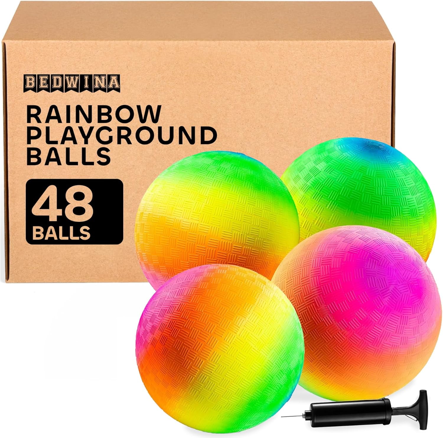 Bedwina Rainbow Playground Balls - 8.5Inch - Rubber Bouncy Inflatable ...