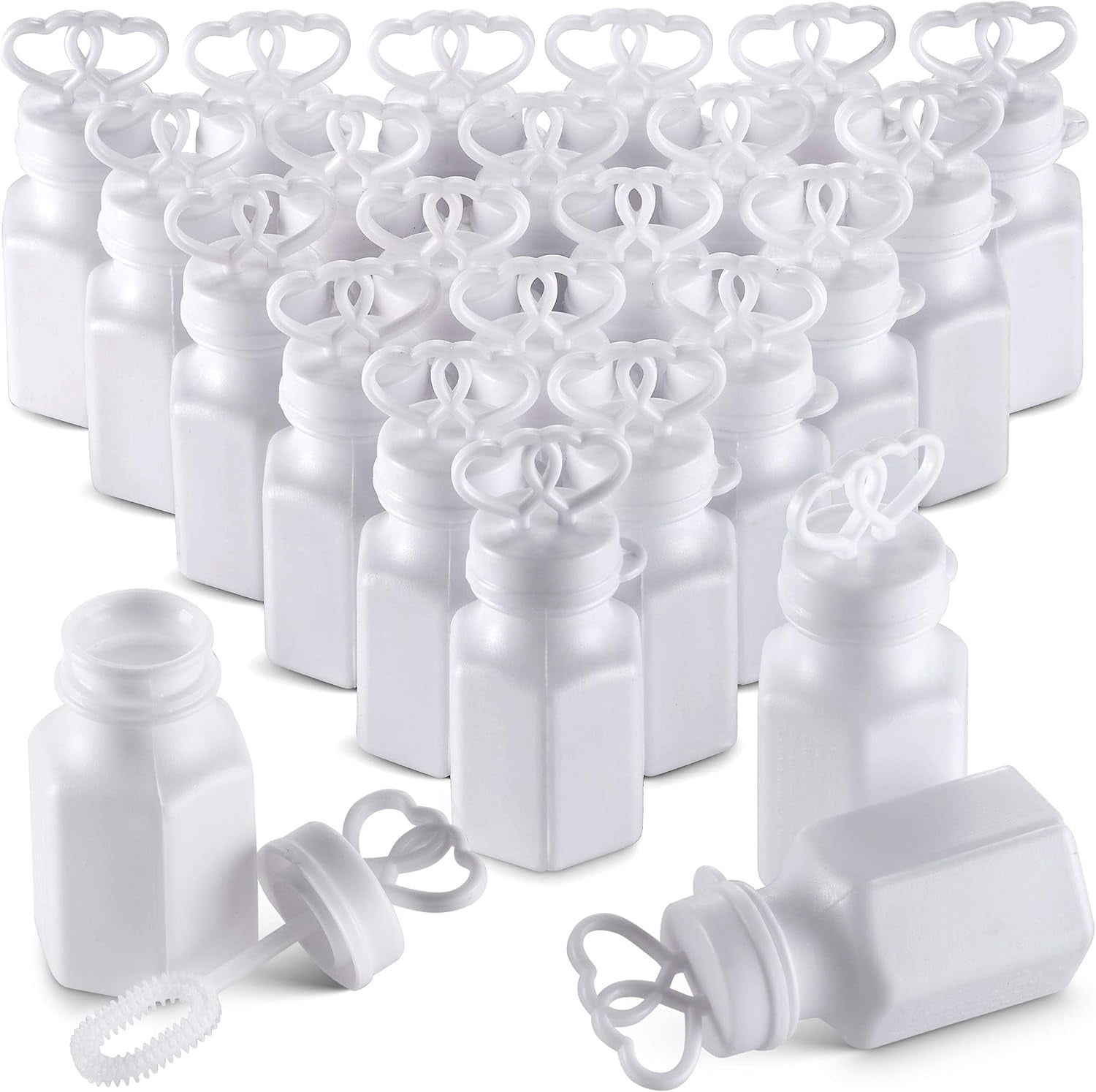 Bedwina Wedding Bubbles with Wands, Mini Double Heart Top Bubbles for ...