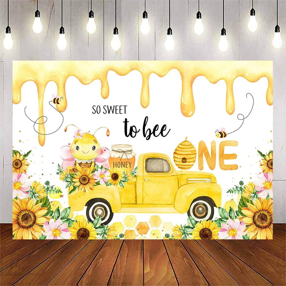 Bee 1st Birthday Backdrop for Girls So Sweet to Bee One Birthday ...